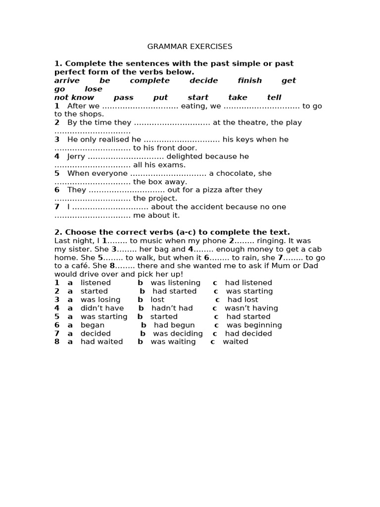 GRAMMAR EXERCISES | PDF