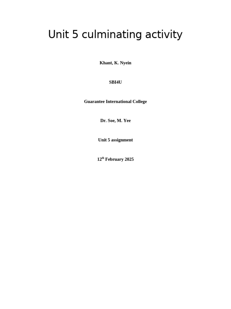 Unit 5 Culminating Activity | PDF | Enzyme | Life Sciences