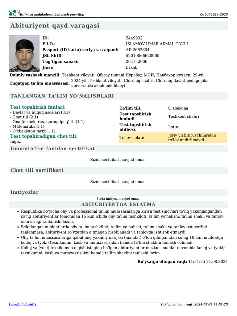 ISLAMOV UMAR AKMAL Oâ Gâ LI QAYD VARAQA | PDF