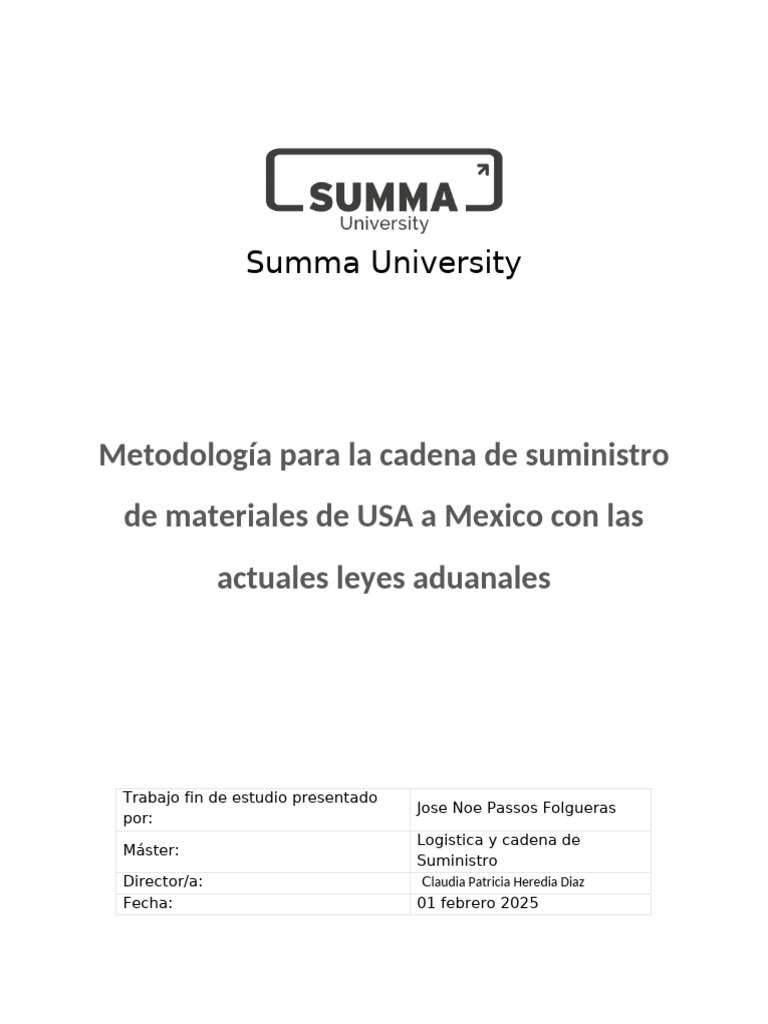 Plantilla TFM SUMMA - RESUMEN FINAL | PDF | Logística | Planificación