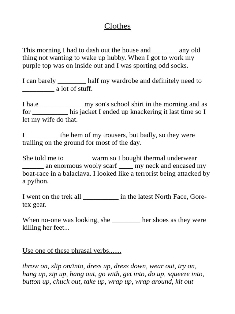 Clothes Phrasal Verbs | PDF