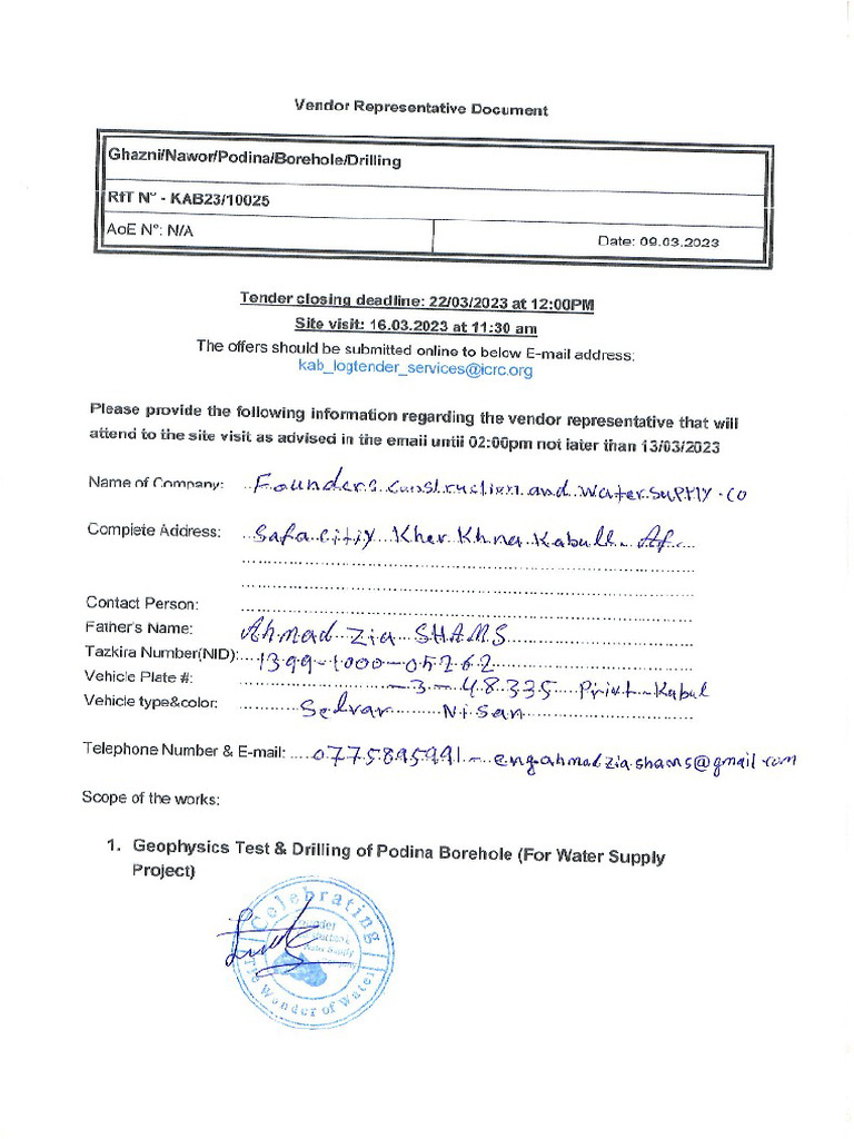 Vendor Representative Document | PDF