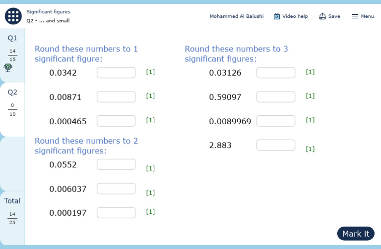 MyiMaths Homework - Significant Figures | PDF