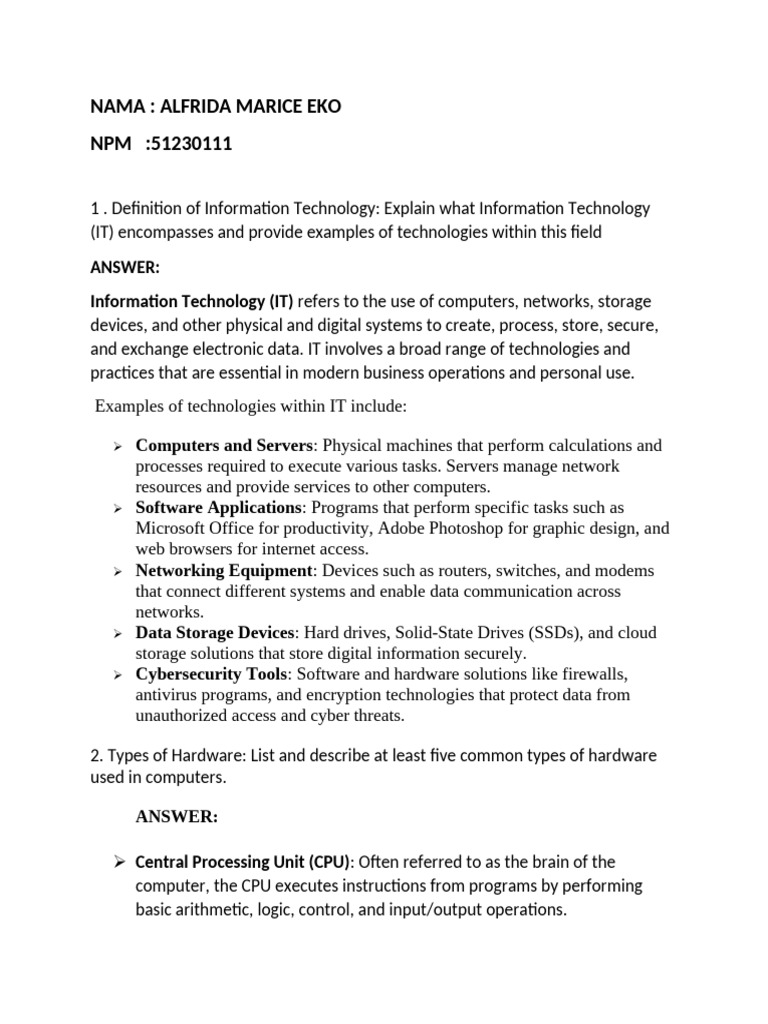 Overview of Information Technology Basics | PDF | Random Access Memory | Read Only Memory
