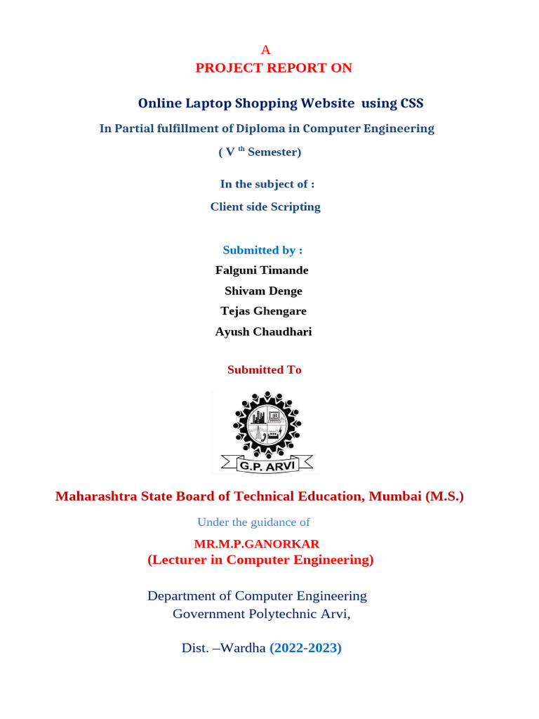 Online Laptop Shopping Website Project | PDF | Online Shopping ...