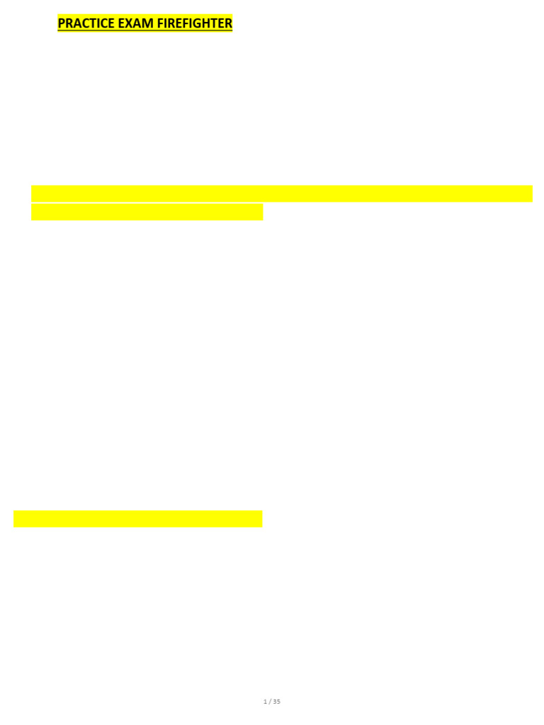 PRACTICE EXAM FIREFIGHTER | PDF | Firefighter | Area