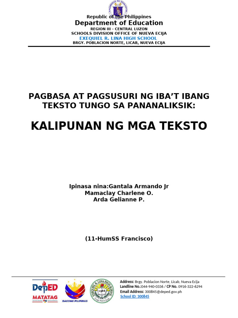 Pagbasa Cover Page | PDF