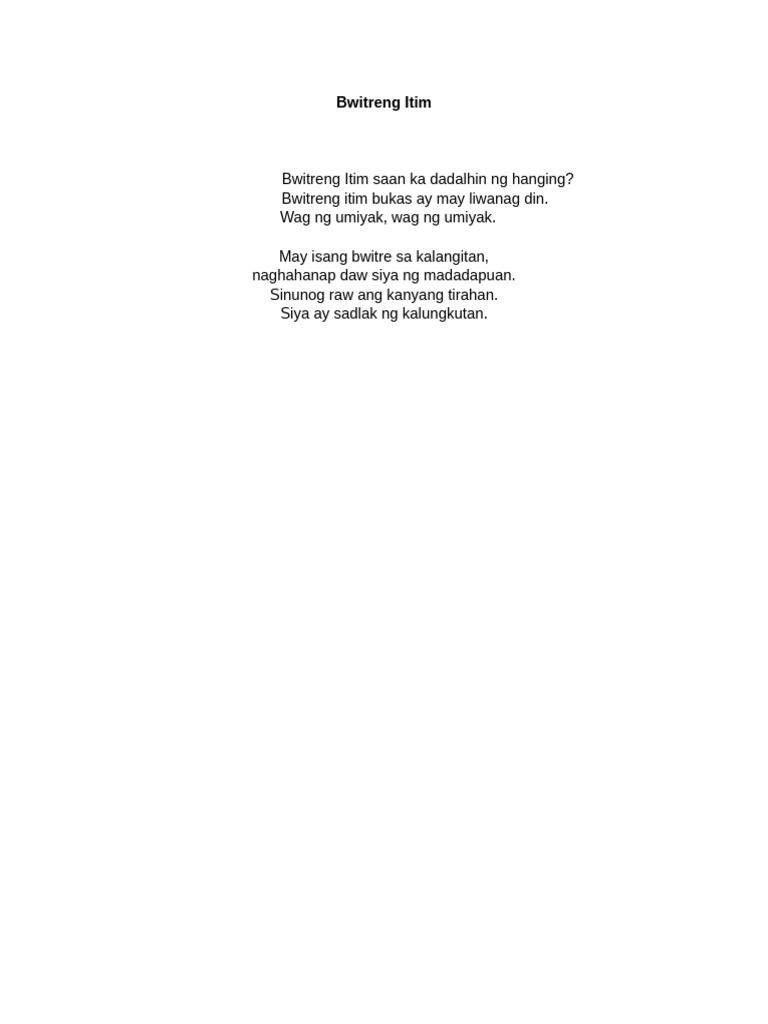 Bwitreng Itim | PDF