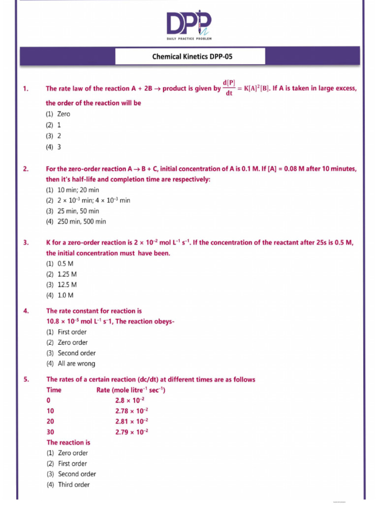 DPP 05 Questions | PDF