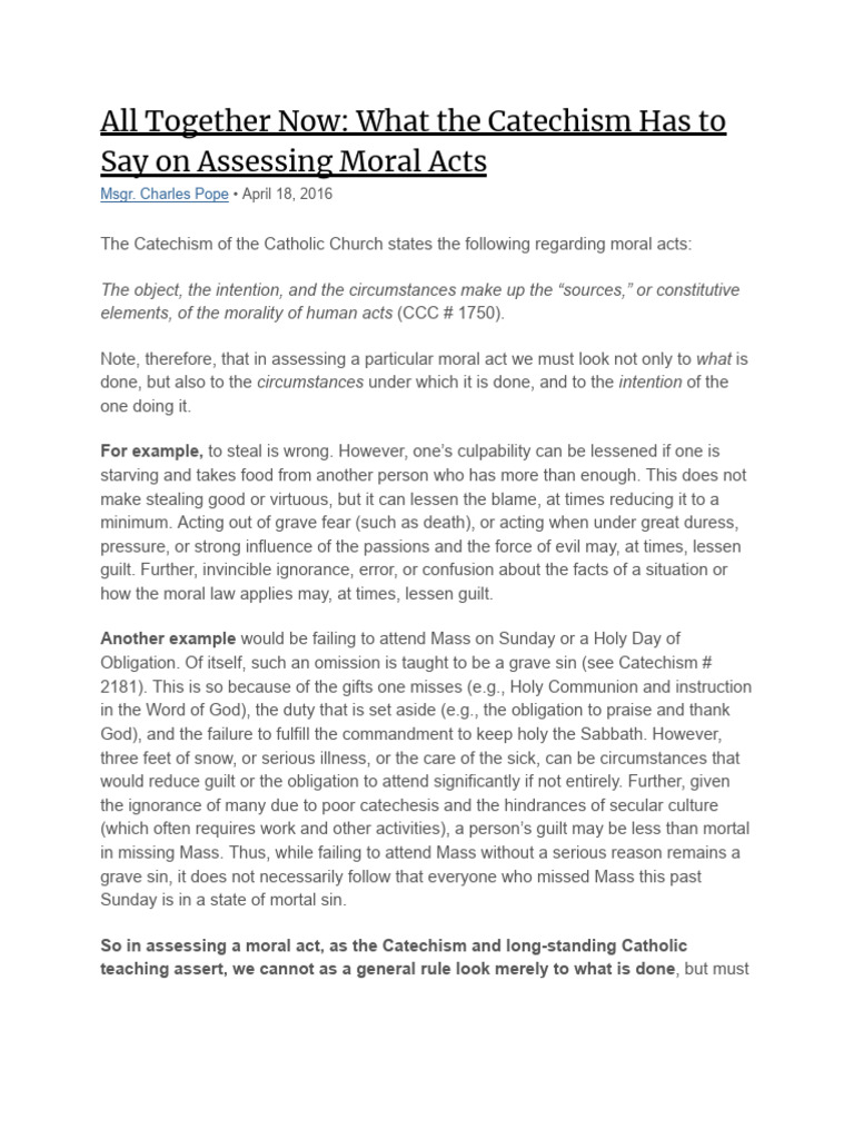 Article - Assessing Moral Acts | PDF | Catholic Church