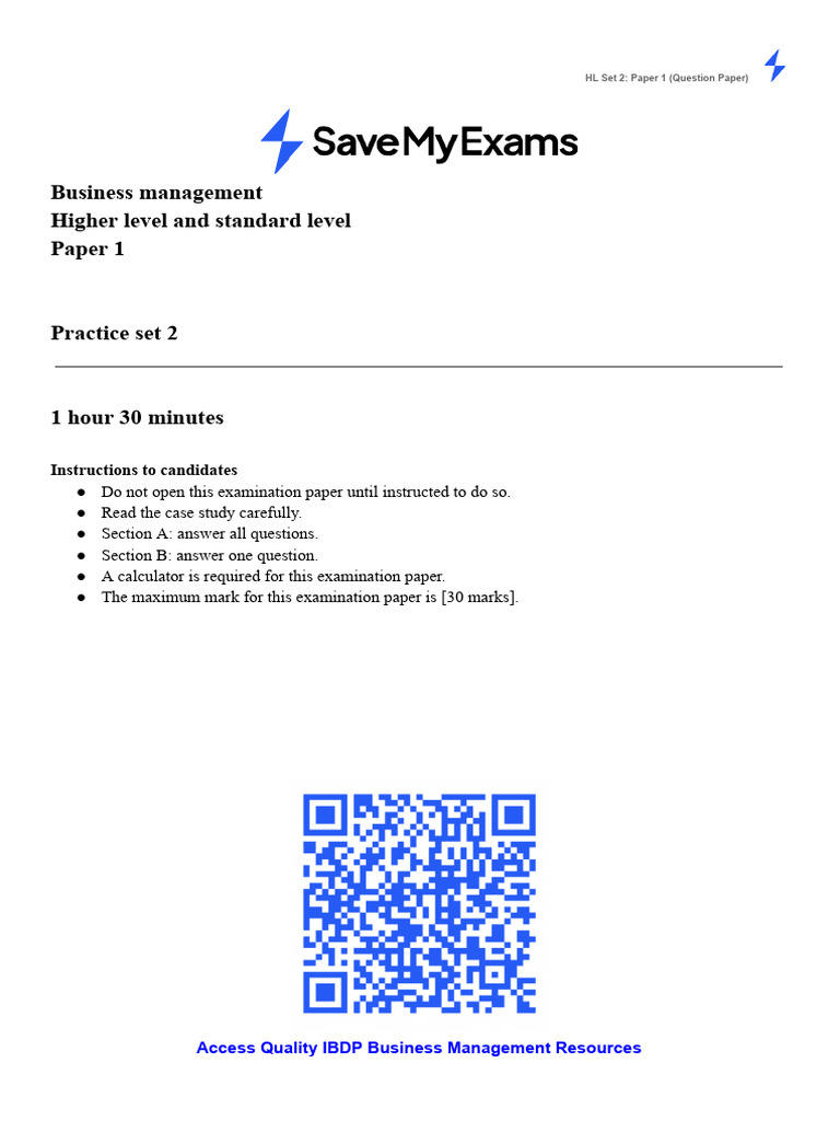 SME HL Set 2 Paper 1 Question Paper V2 | PDF | Business | Medicine