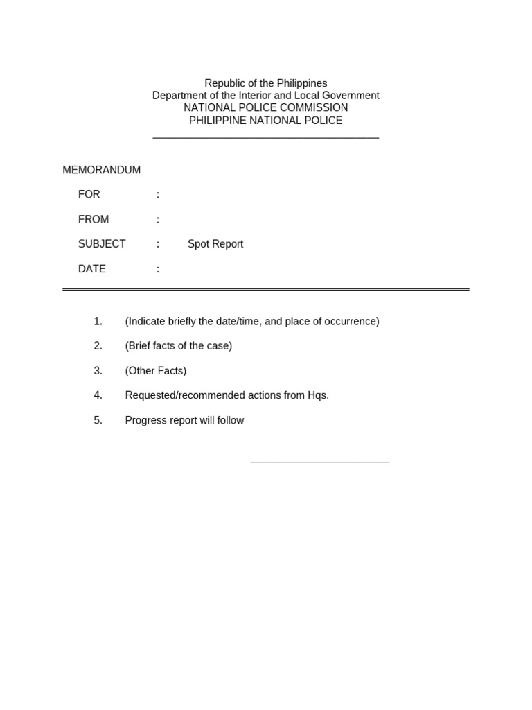 Sample Format of Spot Report | PDF