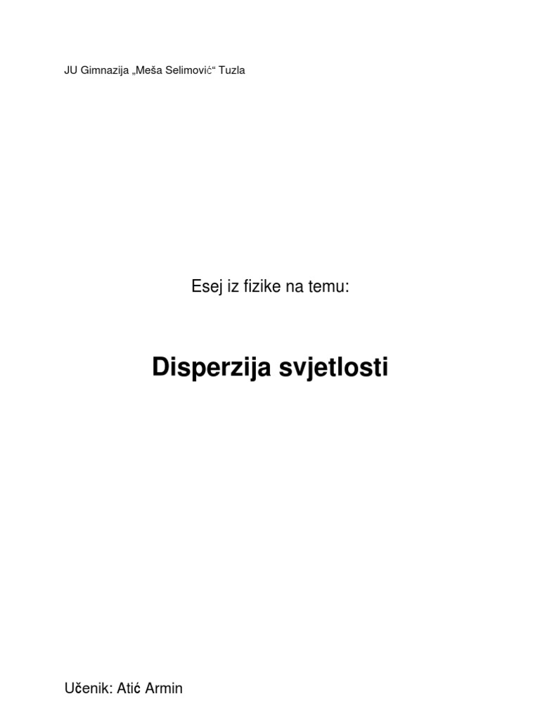 Disperzija Svjetlosti | PDF