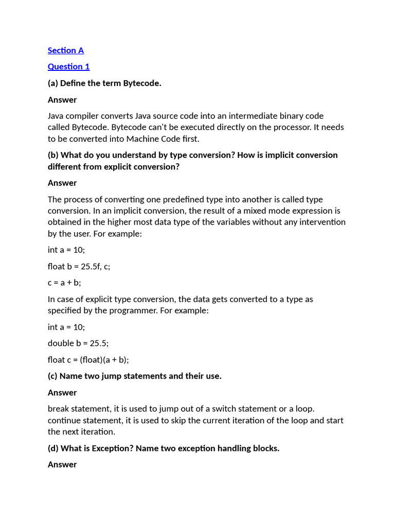 Computer Board Exam Paper 2010 With Solutions | PDF | Class (Computer ...