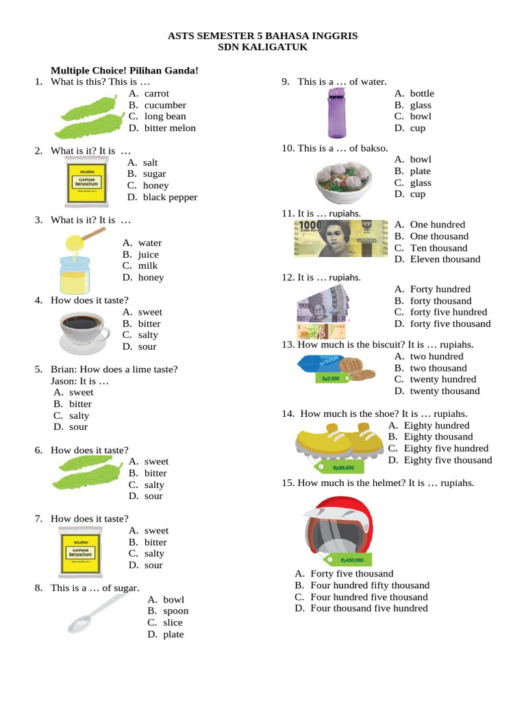 Asts KLS 5 Sem I 2024-2025 | PDF | Taste | Anatomy