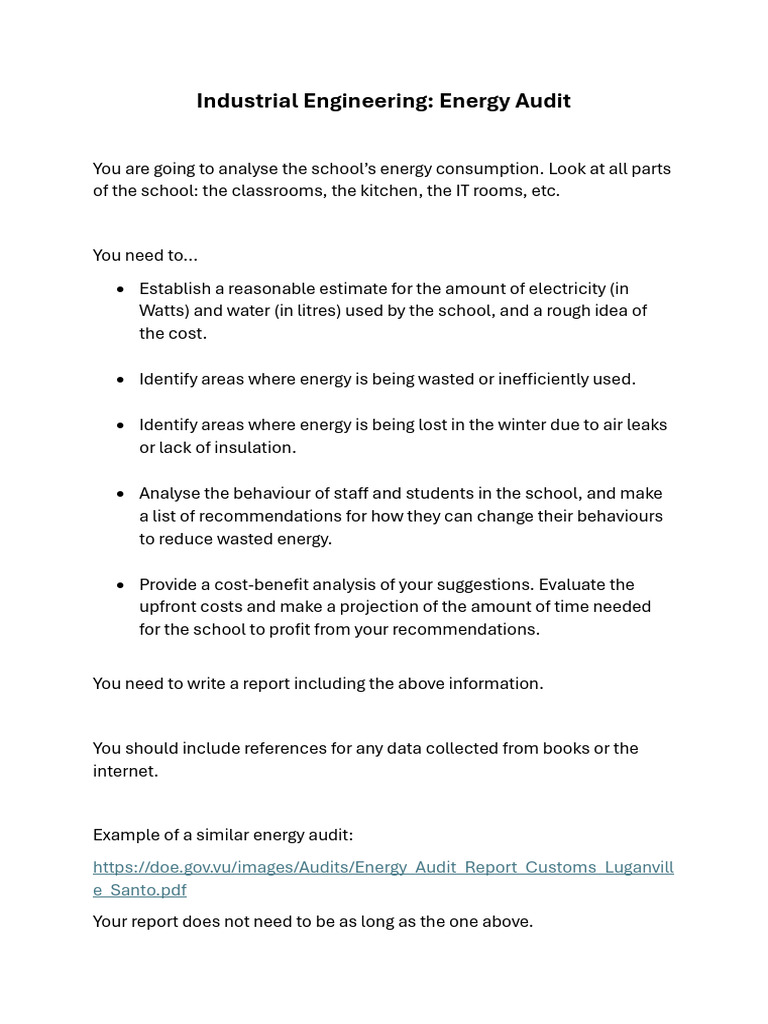 Industrial Engineering Project For Students | PDF