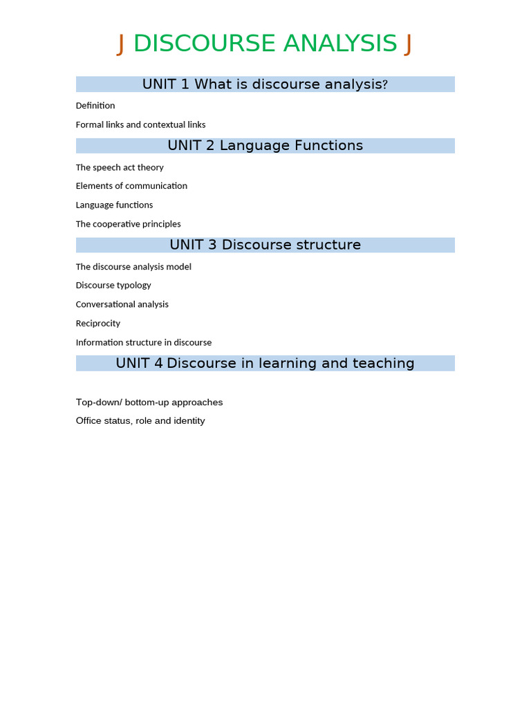 Discourse Analysis Summary | PDF
