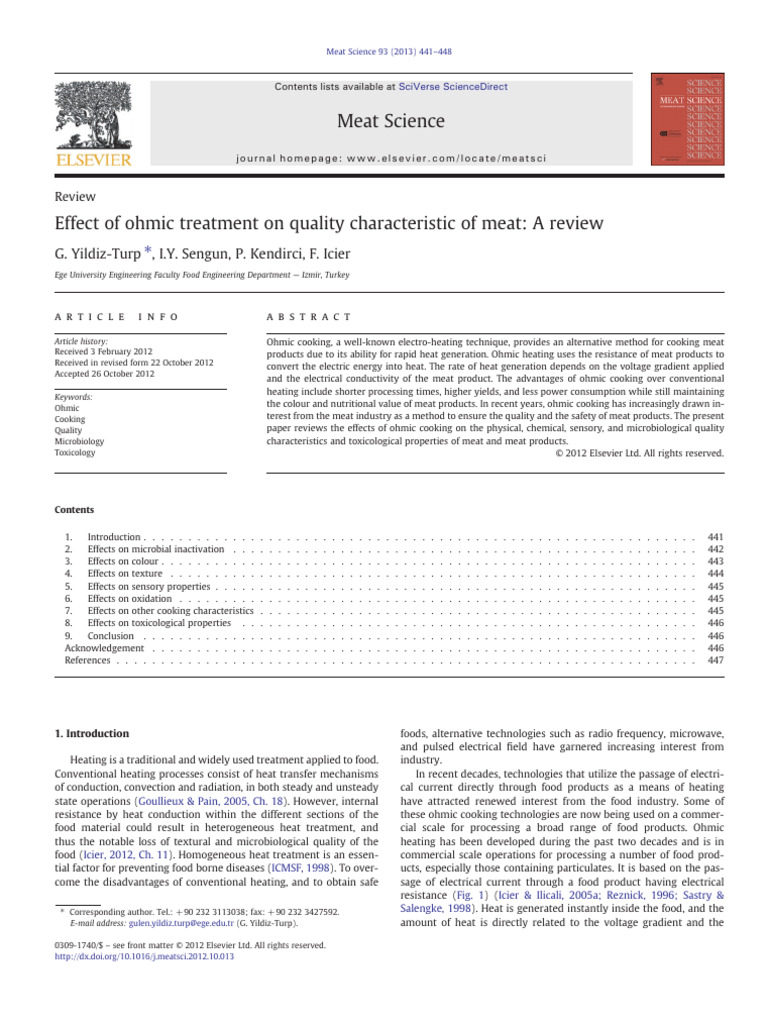 Yildiz 2013 Effect Ohmic Treatment Quality Characteristic of Meat ...