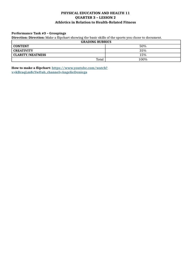 Physical Education and Health 11 Quarter 3 - Lesson 2 Athletics in ...