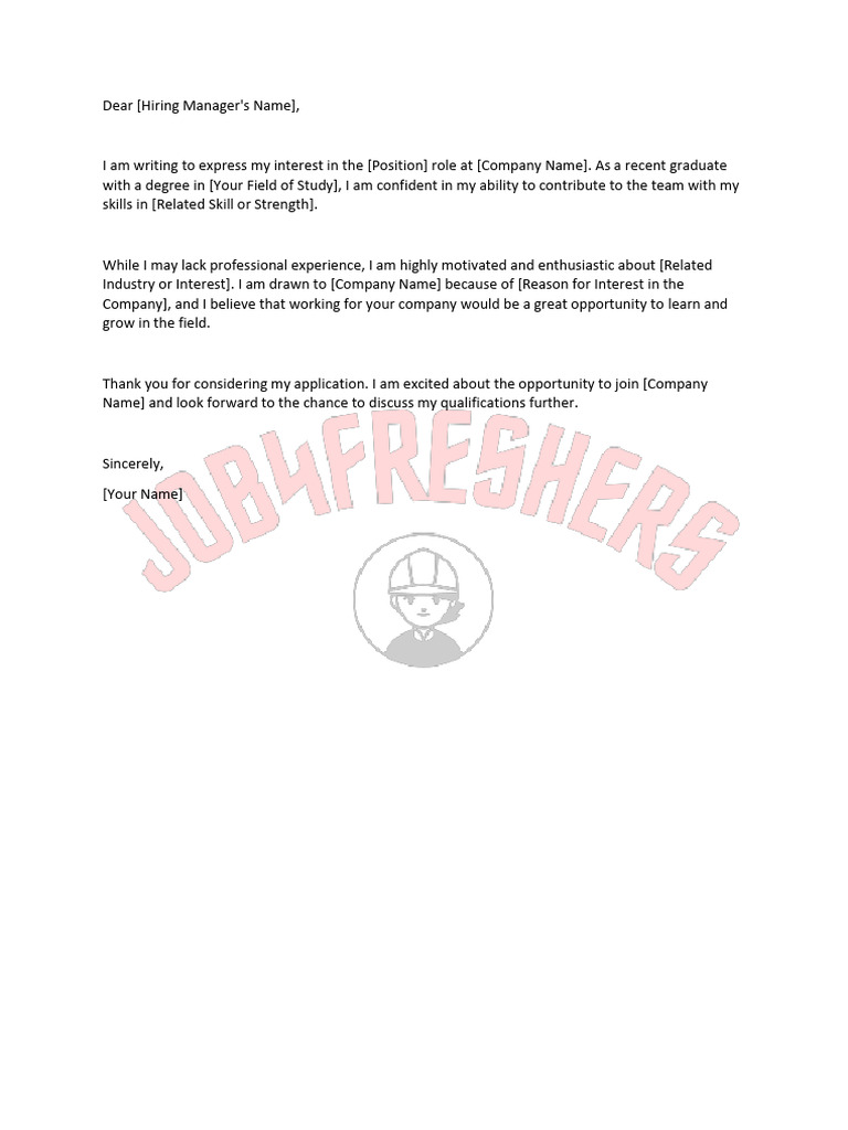 Sample Cover Letter for Freshers | PDF