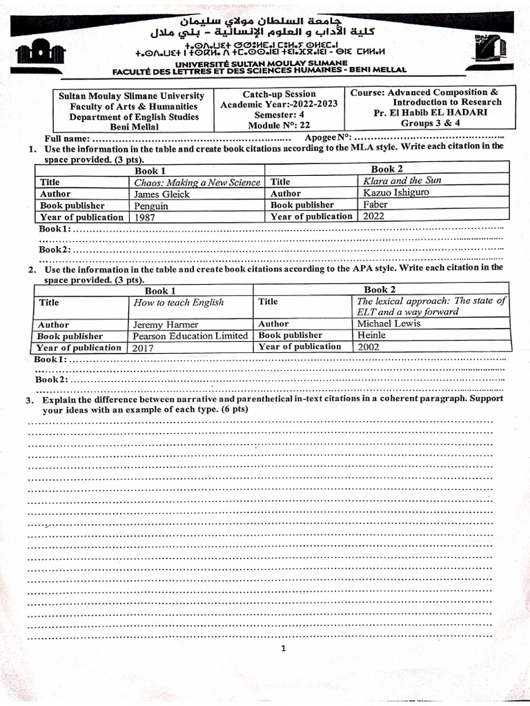 Catch-up session advanced composition | PDF