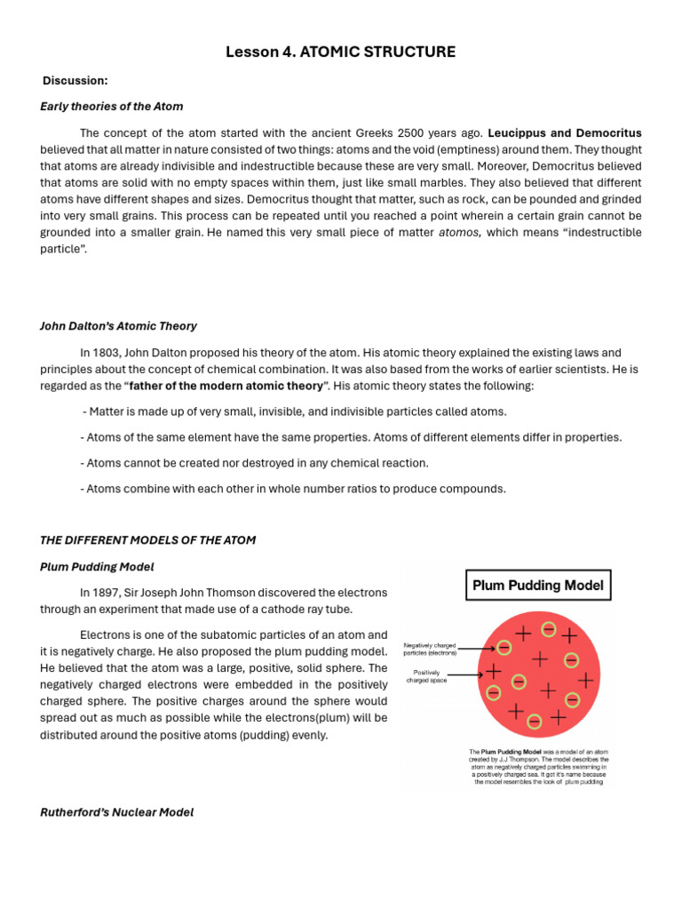 Understanding Atomic Structure and Models | PDF | Atomic Nucleus | Atoms