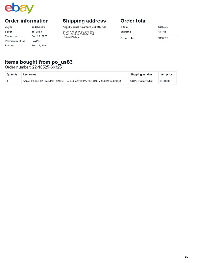 iPhone 12 Pro Max Order Details | PDF