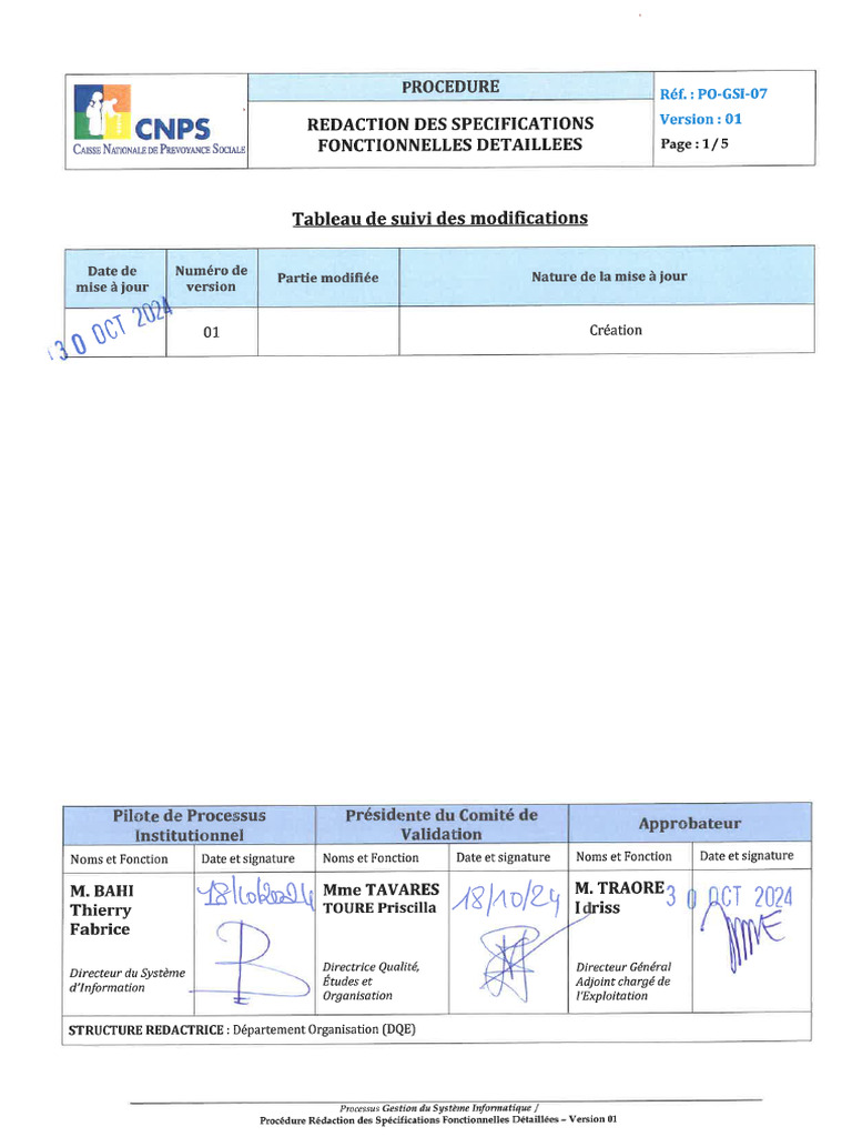 Procedure Redaction Des Specifications Fonctionnelles Detaillees | PDF