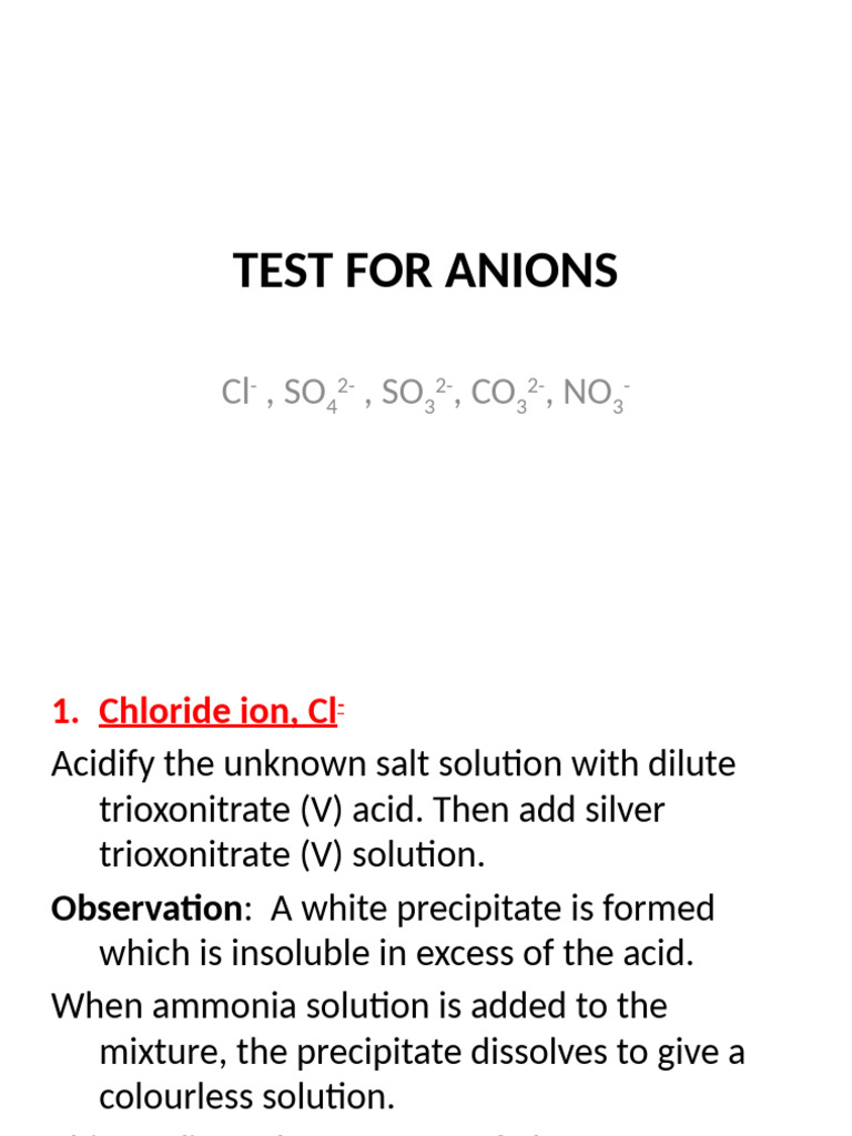 Anion Detection Guide | PDF
