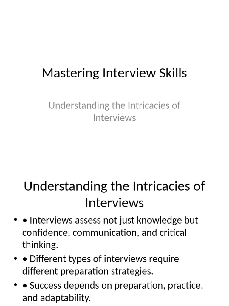 Mastering Interview Skills | PDF