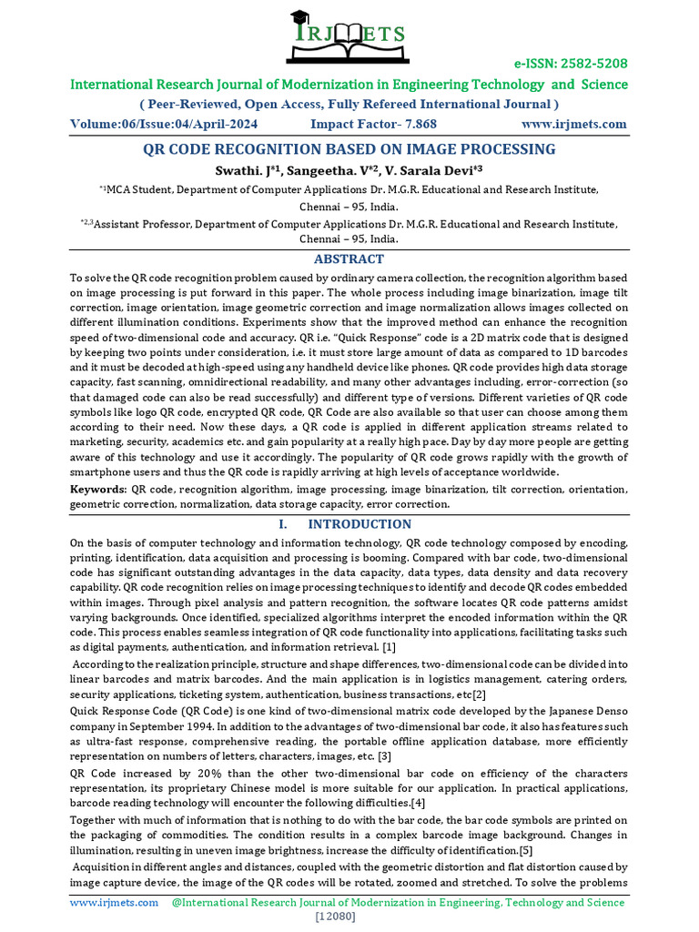 QR Code Recognition via Image Processing | PDF | Qr Code | Barcode