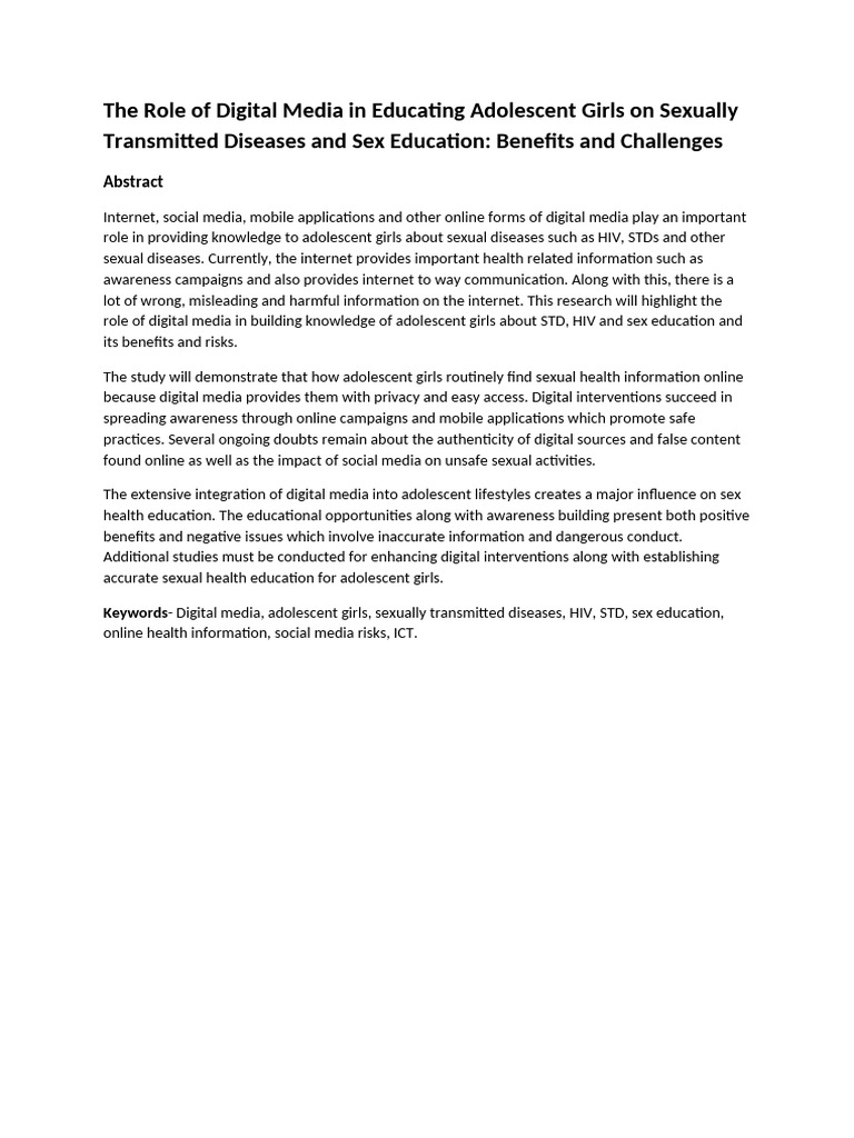 The Role of Digital Media in Educating Adolescent Girls On Sexually ...