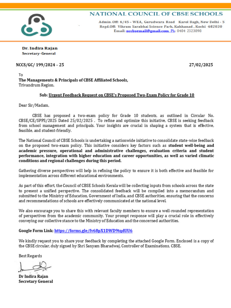 Feedback on CBSE Grade 10 Exam Policy | PDF