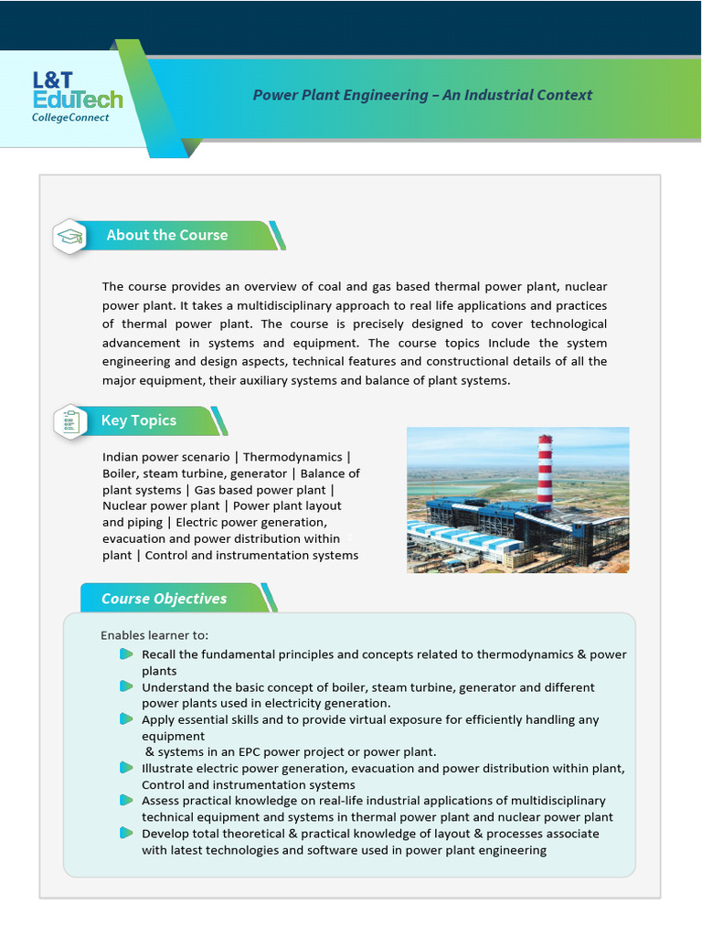 Power Plant Engineering Overview Course | PDF | Power Station | Boiler