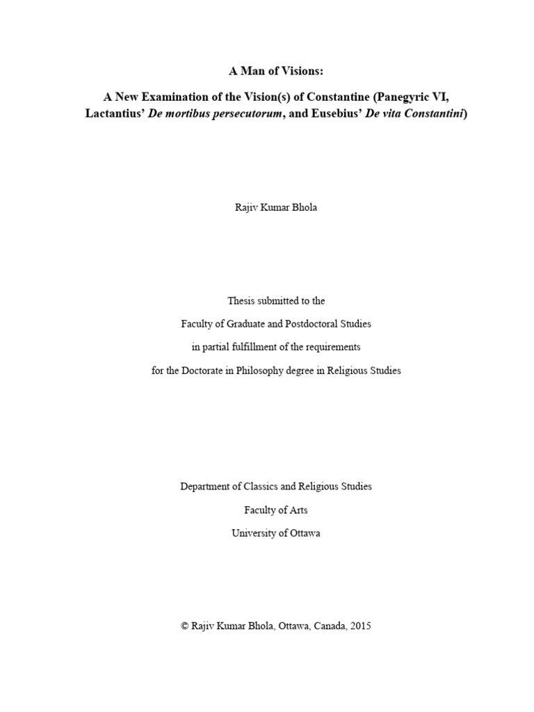 Bhola Rajiv 2015 Thesis | PDF | Constantine The Great
