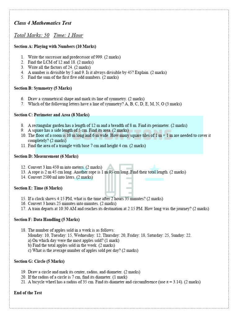 class 4 maths | PDF