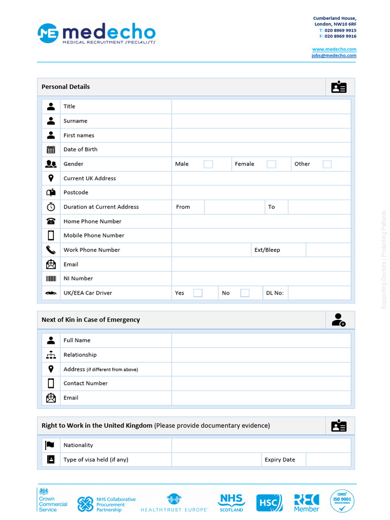 Medecho Medical Staff Application Form | PDF | Public Health | Immunology