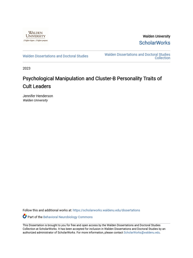 Psychological Manipulation and Cluster-B Personality Traits of Cu | PDF ...