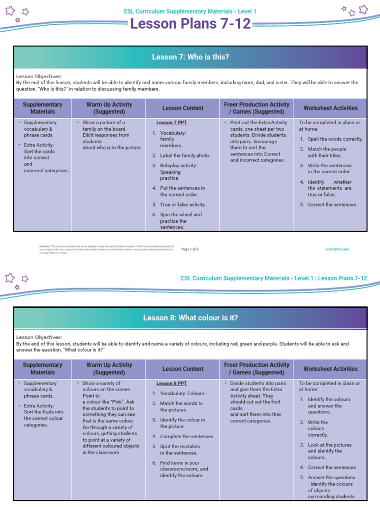 Lessons 7-12 | PDF | Vocabulary | English As A Second Or Foreign Language