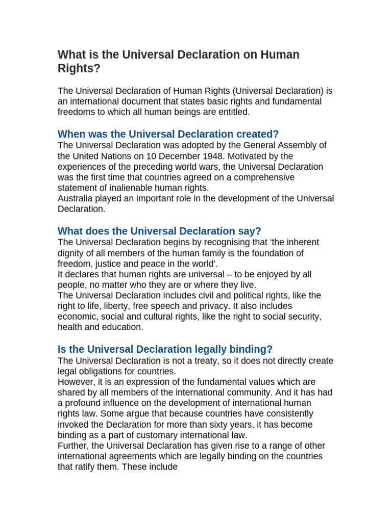 What is the Universal Declaration on Human Rights | PDF | Human Rights ...