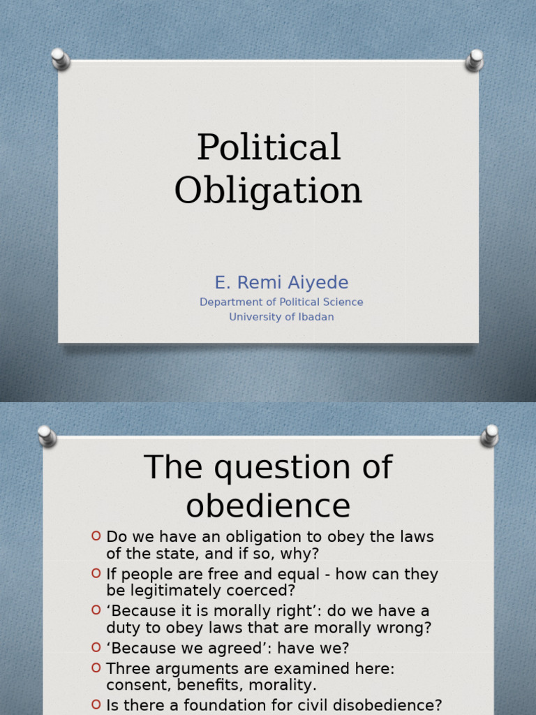 POS 114 2023 Political Obligation | PDF | Civil Disobedience | Justice