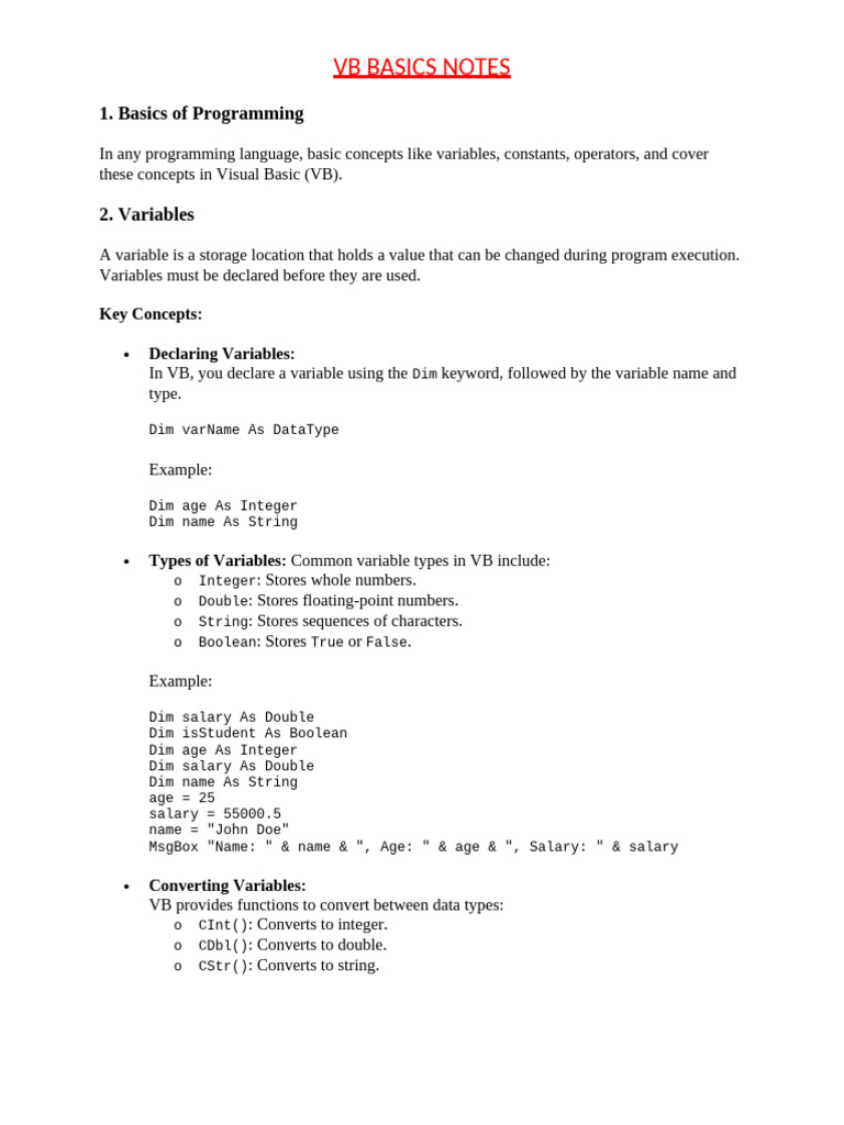 Vb-Lecture1 | PDF | Data Type | Variable (Computer Science)