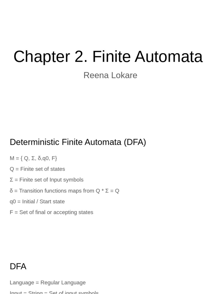 Chapter 2 Finite Automata Pdf Theory Of Computation Models Of Computation