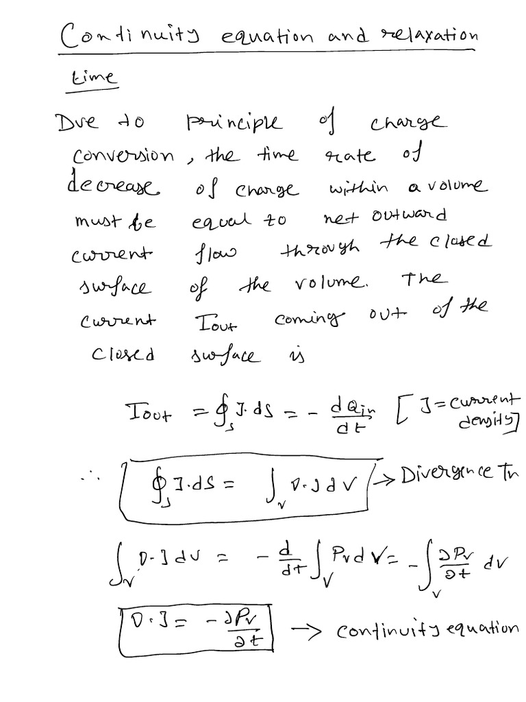 Continuity Equation and Image Note | PDF