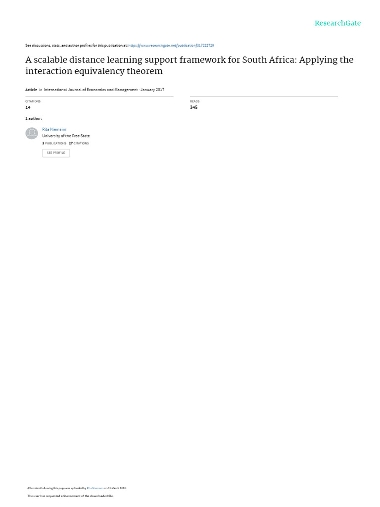 A Scalable Distance Learning Support Framework For South Africa ...