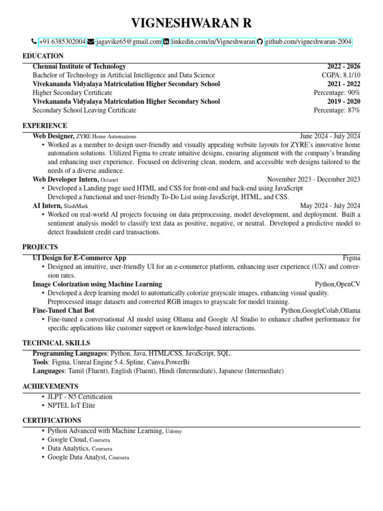 Simplified Medium Length Professioal CV Template-1 | PDF | Artificial Intelligence ...
