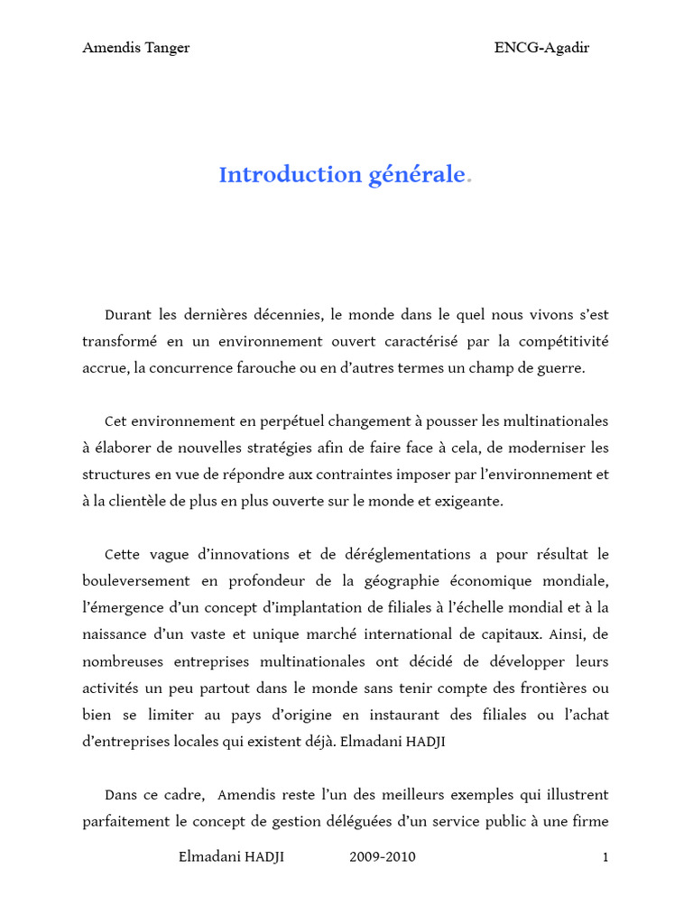 Pilotage et performance d'Amendis Tanger | PDF | Business | Comptabilité