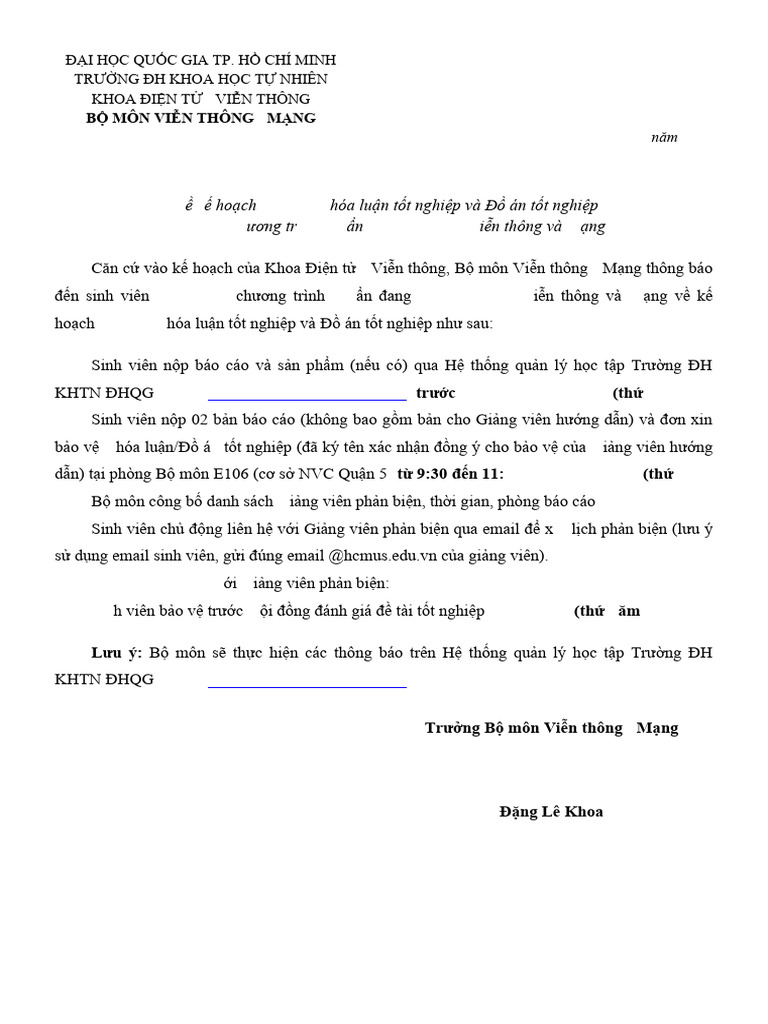 27 - 12 - 2024 - Thong Bao Nop Bao Cao KLTN Va DATN VTM - ĐT | PDF