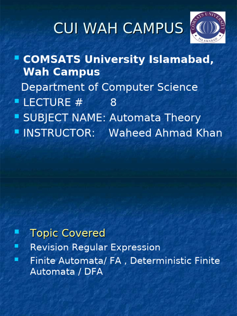 Lecture 8 Finite Automata FA | PDF | String (Computer Science) | Theoretical Computer Science