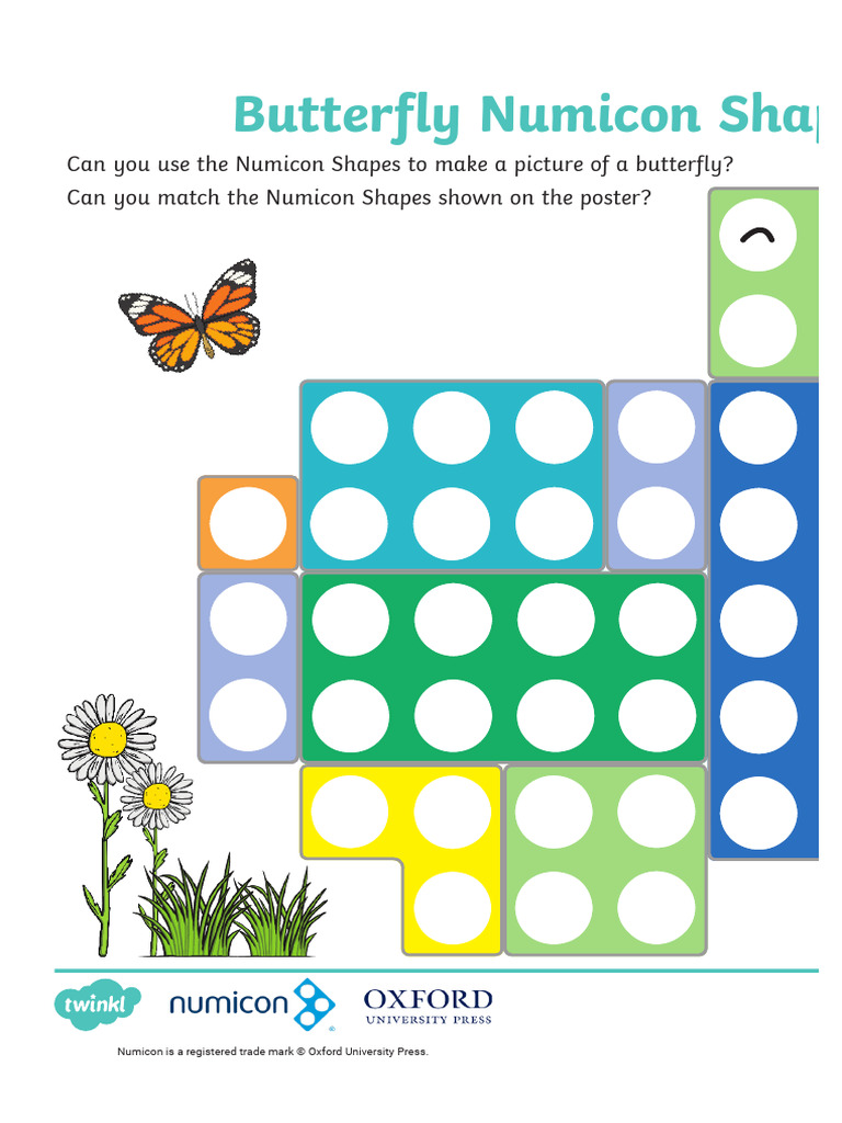 Butterfly Numicon Shape Matching Activity - 2xA4 | PDF